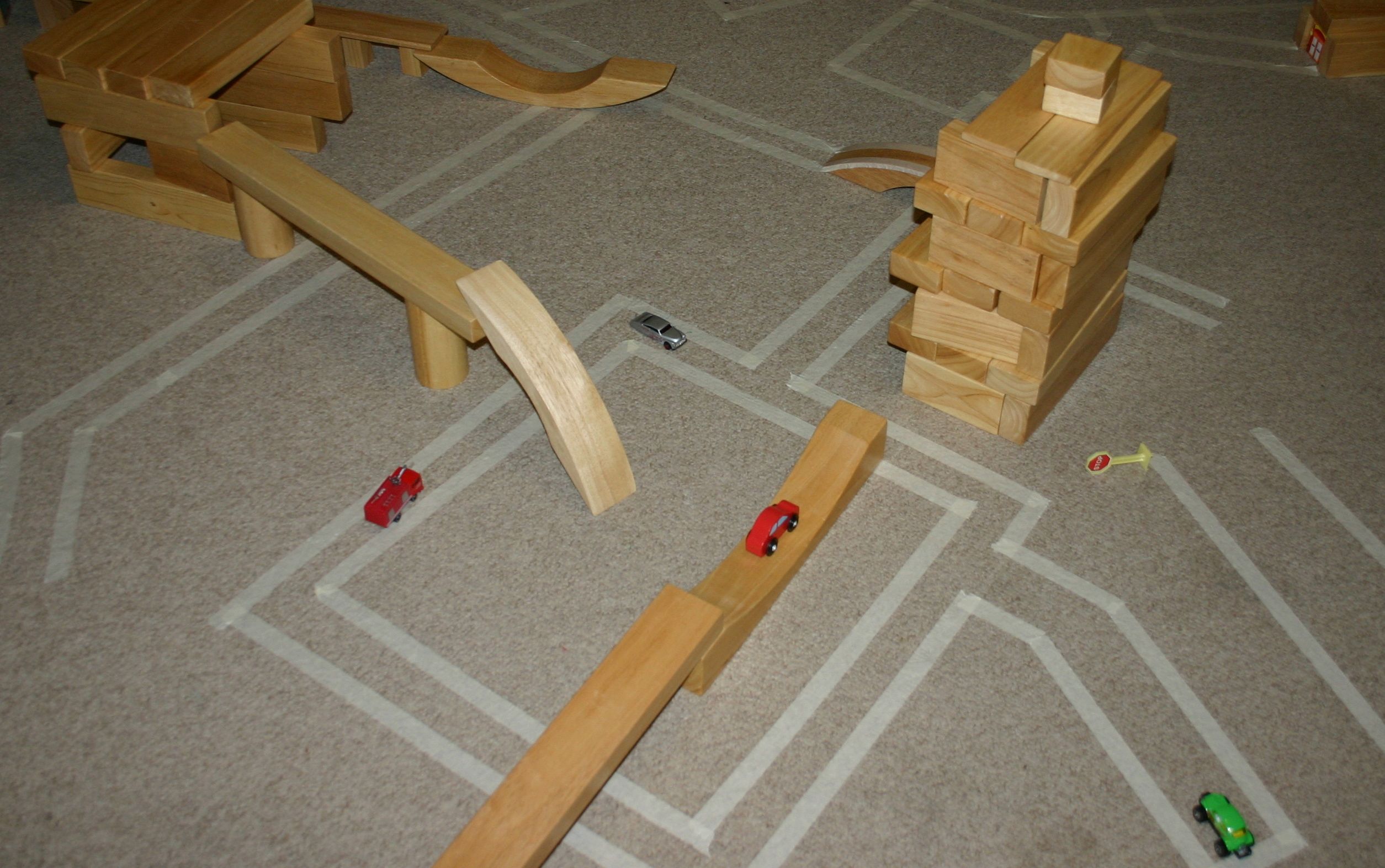 Masking tape vehicle tracks – quick, cheap and lots of fun | angathome