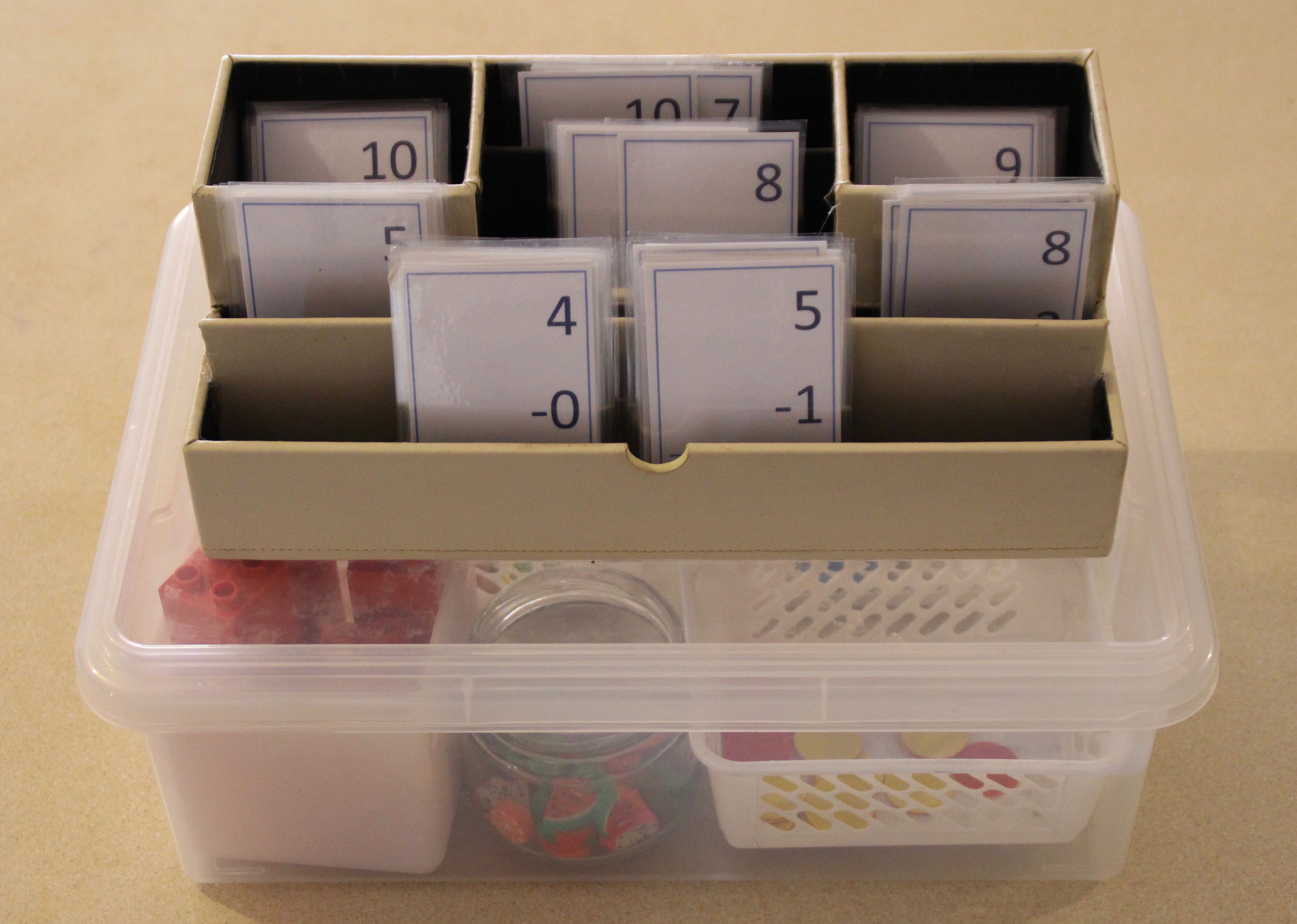 Hands-on maths; subtraction activity trays | angathome